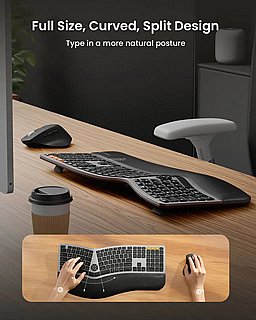 סט מקלדת ועכבר ארגונומי אלחוטי ProtoArc EKM01 Plus Ergonomic Keyboard ...