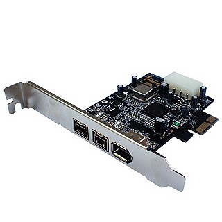 כרטיס PCI-E עם 3 חיבורי 1394b FireWire 800 Texas Instruments Chip כרטיס ...