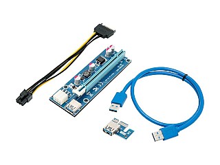 מערכת מיינינג הכוללת לוח BIOSTAR TA320-BTC עם שישה חריצי הרחבה לכרטיסי ...