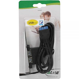 לוחית קצה USB 3.0 לחיבור פנימי מהלוח InLine® Slot Bracket 2x USB 3.0 A ...
