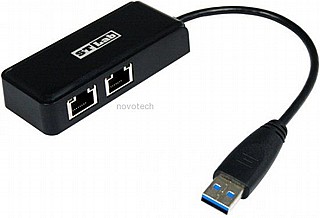 כבל מתאם רשת מחיבור USB 3.0 ל-2 חיבורי רשת STLab U-990 10/100/1000Mbps ...